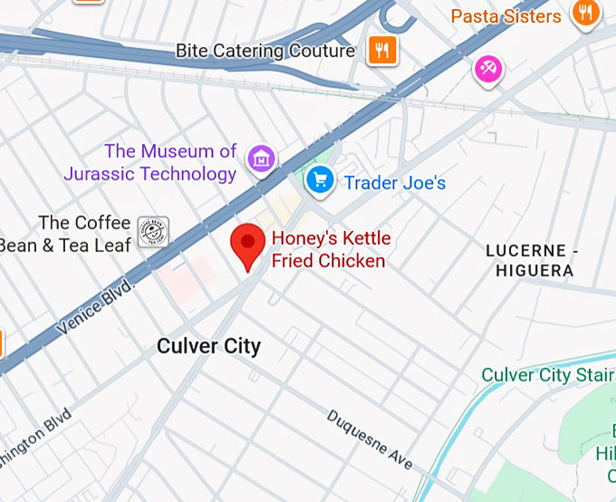 16. honey's kettle fried chicken map