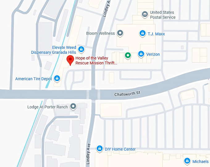 16. hope of the valley rescue mission thrift store map