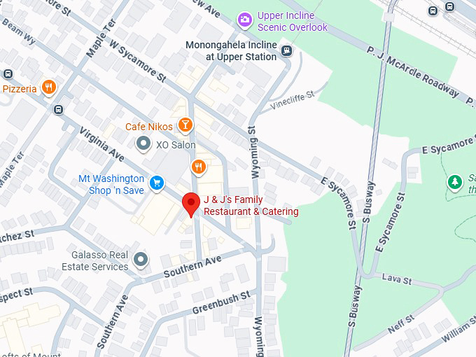 j & j's family restaurant & catering map