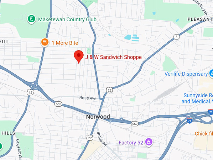 16. j & w sandwich shoppe&lrm; map