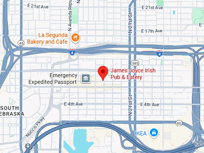 james joyce irish pub & eatery map