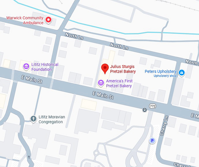 16. julius sturgis pretzel bakery map