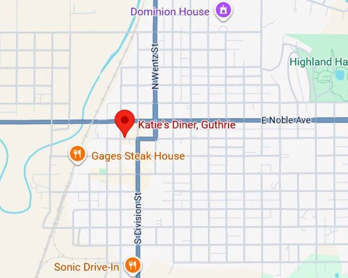 16. katie's diner, guthrie map