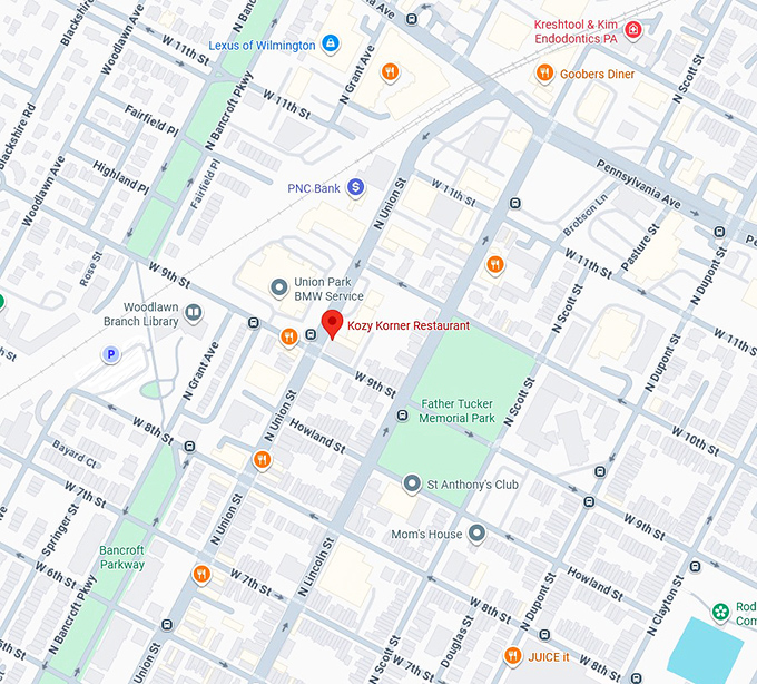 16. kozy korner restaurant map
