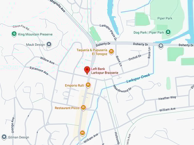 16. left bank larkspur brasserie map