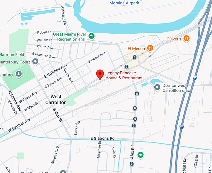 16. legacy pancake house & restaurant map