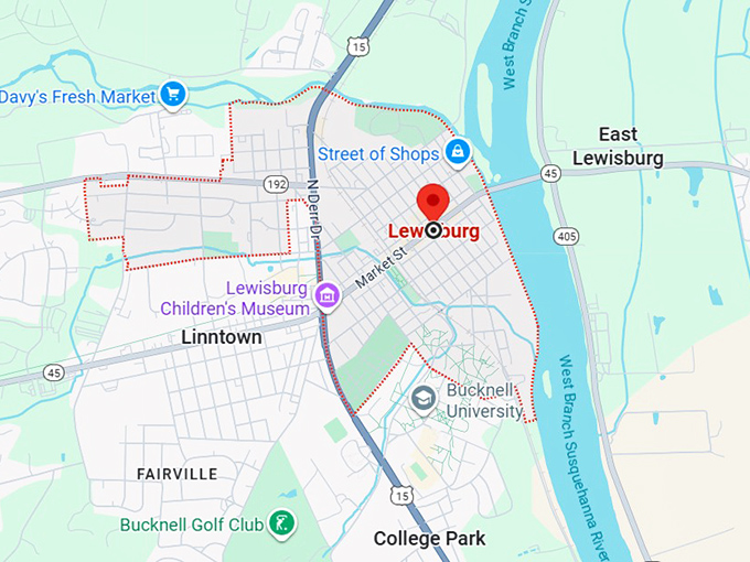 16. lewisburg, pa map