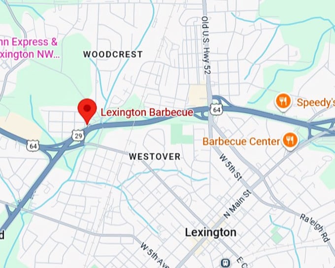 16. lexington barbecue map