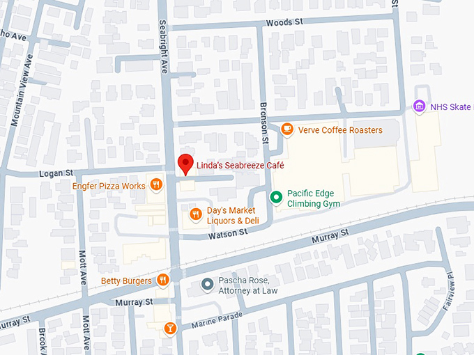 16. linda&rsquo;s seabreeze caf&eacute; map