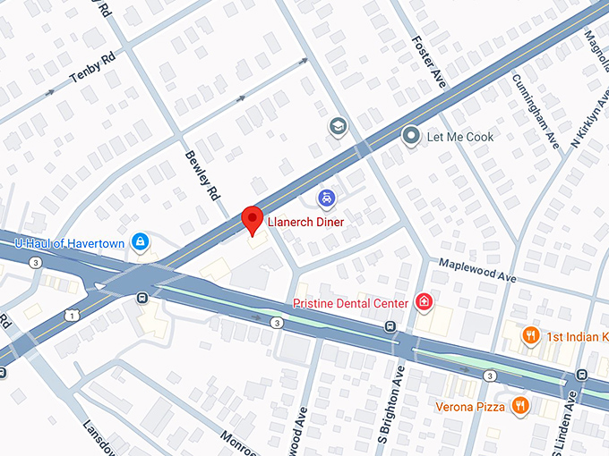 16. llanerch diner map