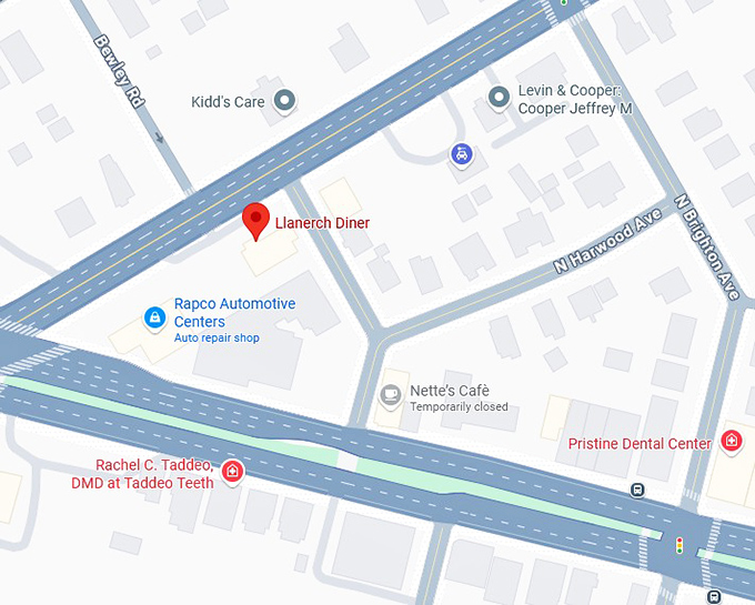 16. llanerch diner map