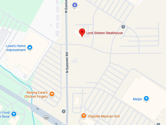 lock sixteen steakhouse map