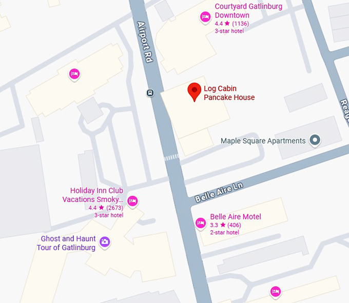 16. log cabin pancake house (327 airport road) map
