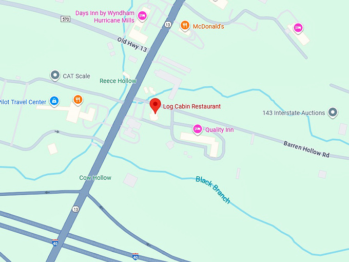 16. log cabin restaurant map