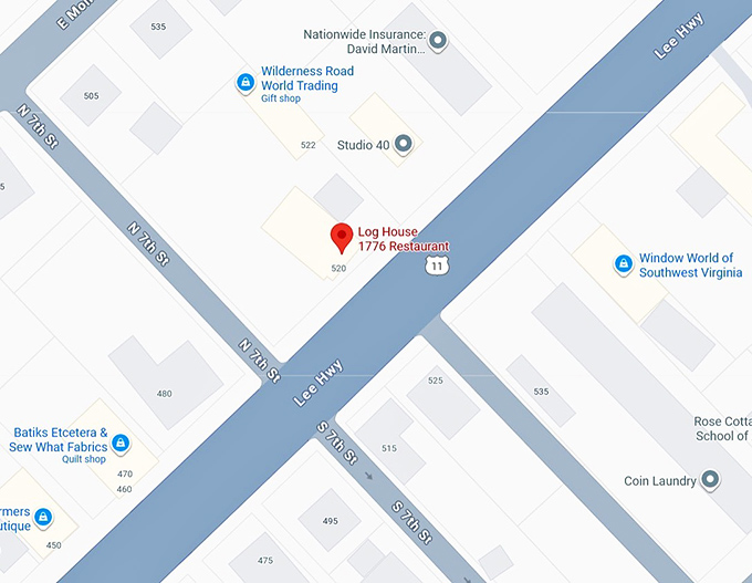 16. log house 1776 restaurant map