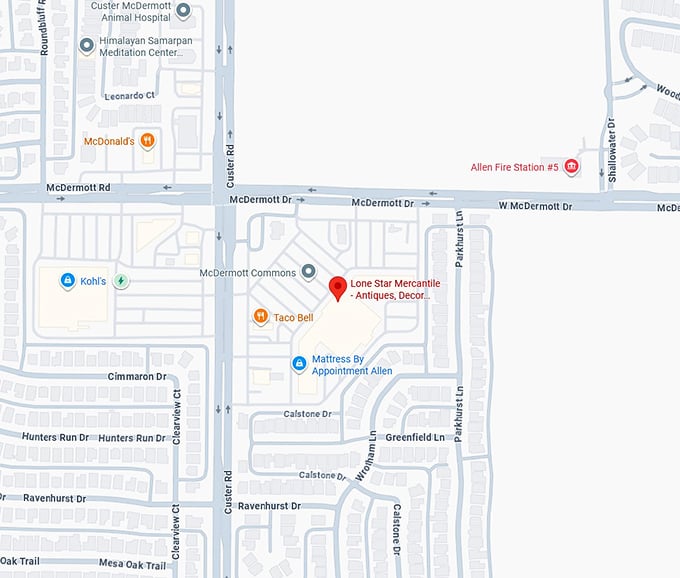 16. lone star mercantile antiques, decor, collectibles, & more map