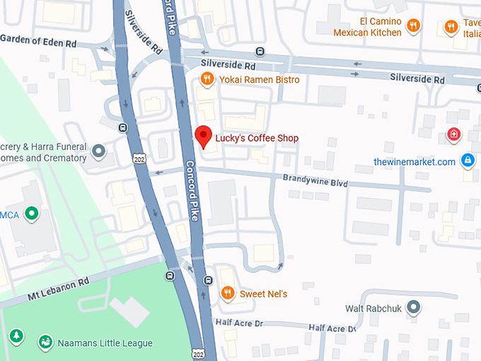 16. lucky's coffee shop map
