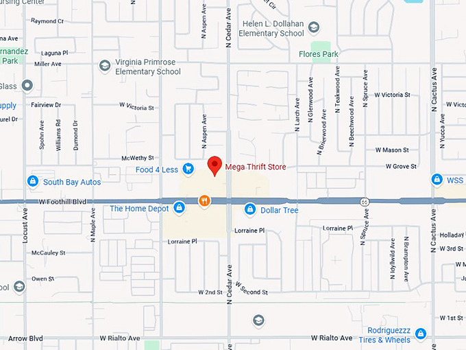 mega thrift store map