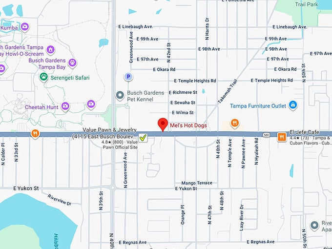 16. mel's hot dogs map
