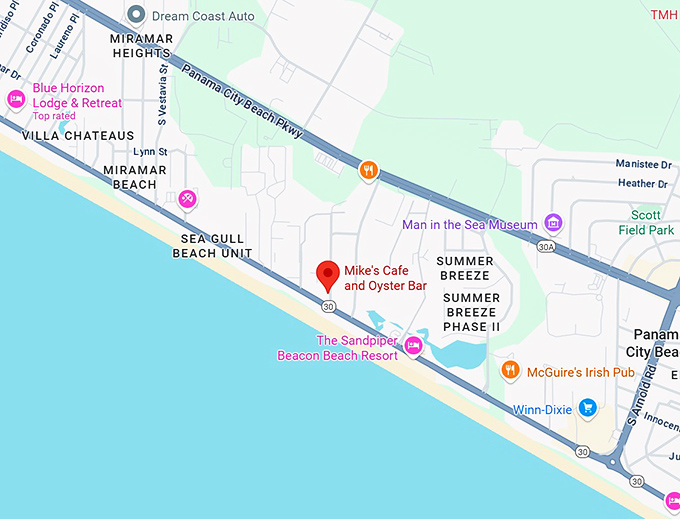 16. mike's cafe and oyster bar map