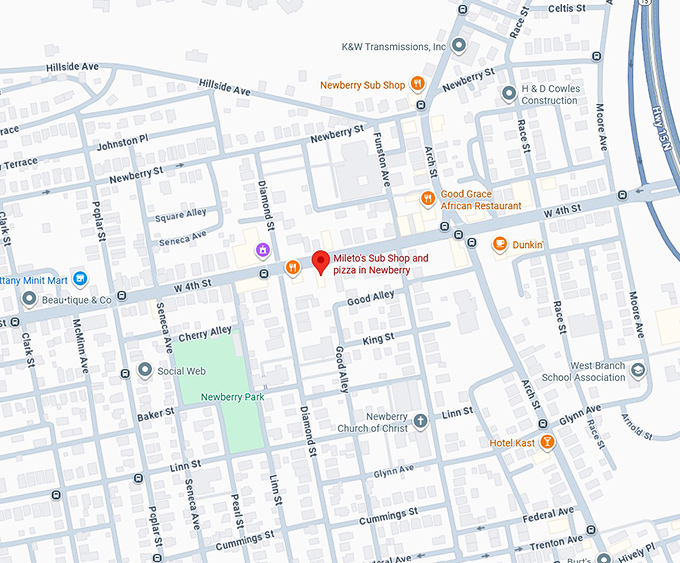 16. mileto's sub shop and pizza in newberry map