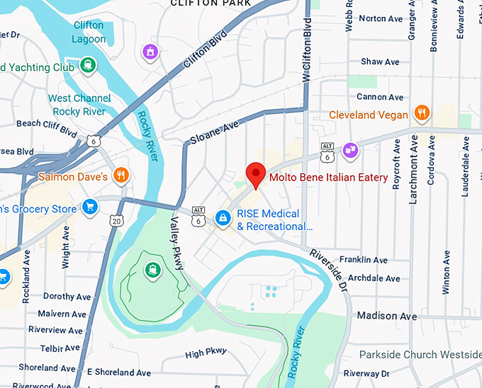 16. molto bene italian eatery map