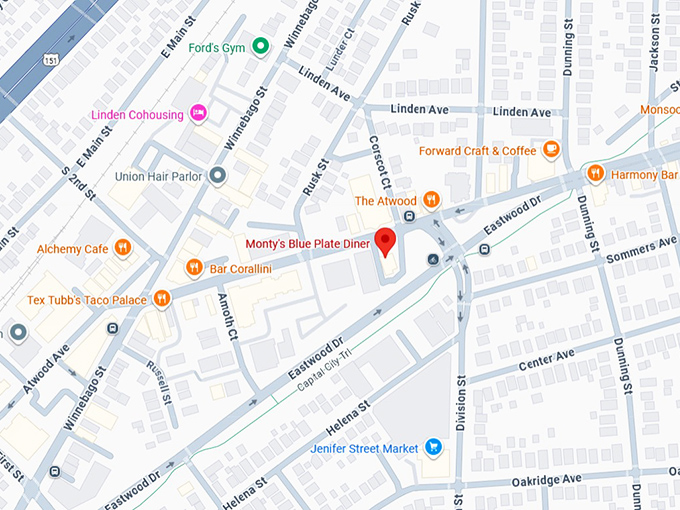 16. monty’s blue plate diner map