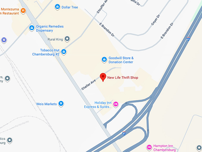 16. new life thrift shop map