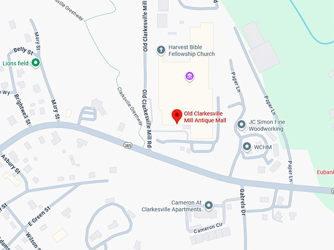 16. old clarkesville mill antique mall map