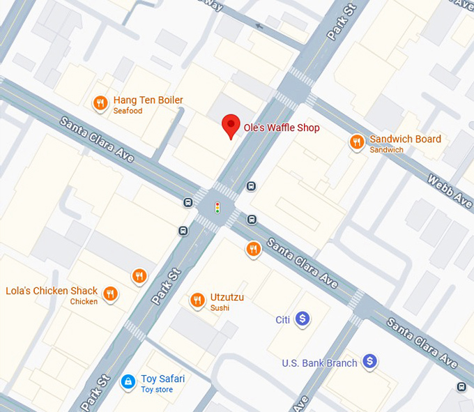 16. ole's waffle shop map