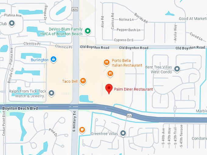 16. palm diner restaurant map