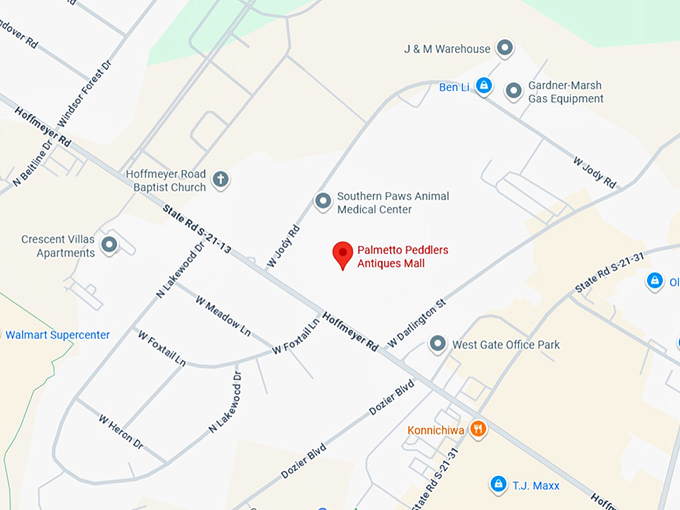 16. palmetto peddlers antiques mall map