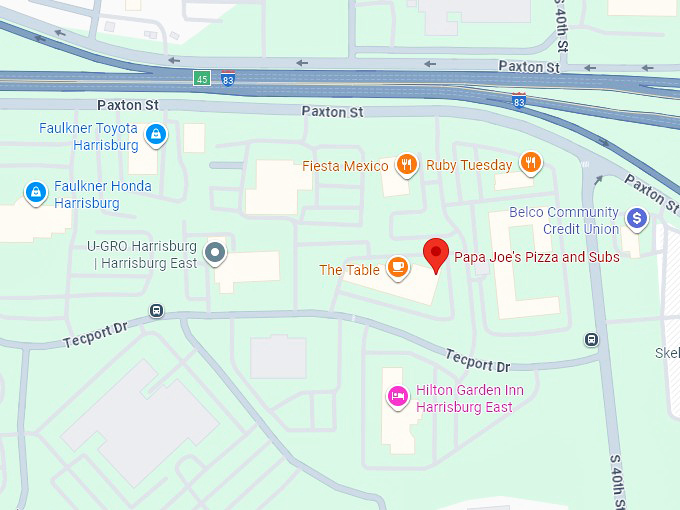 16. papa joe's pizza and subs map