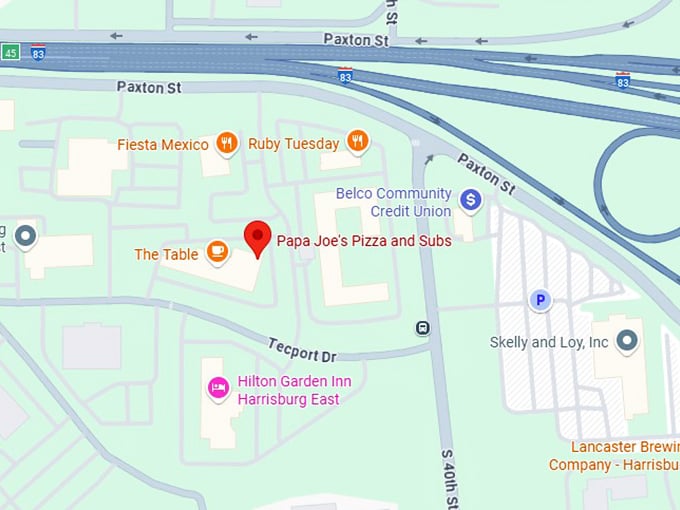 16. papa joe's pizza and subs map