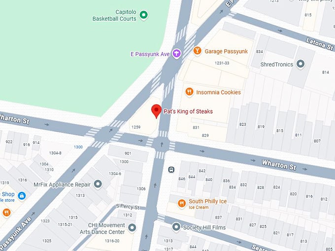 16. pat&rsquo;s king of steaks map