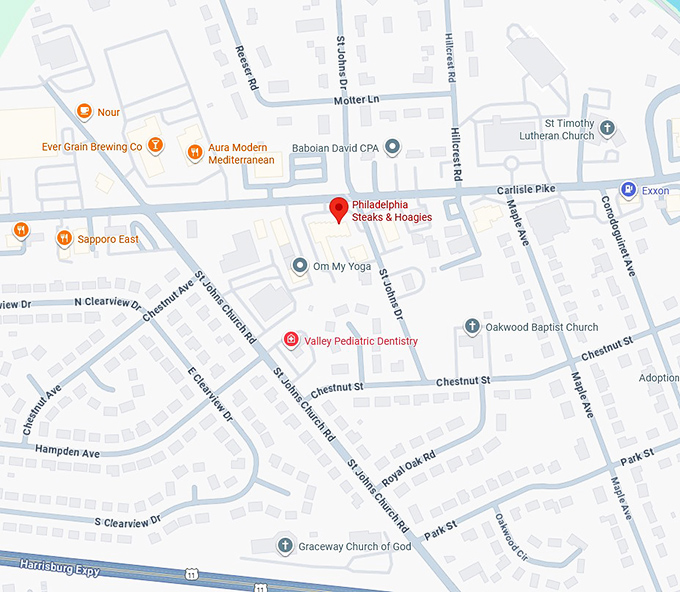 16. philadelphia steaks & hoagies map