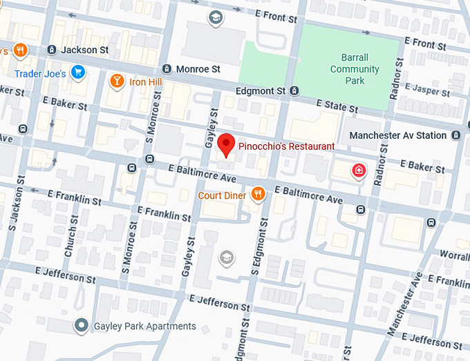 16. pinocchio's restaurant map