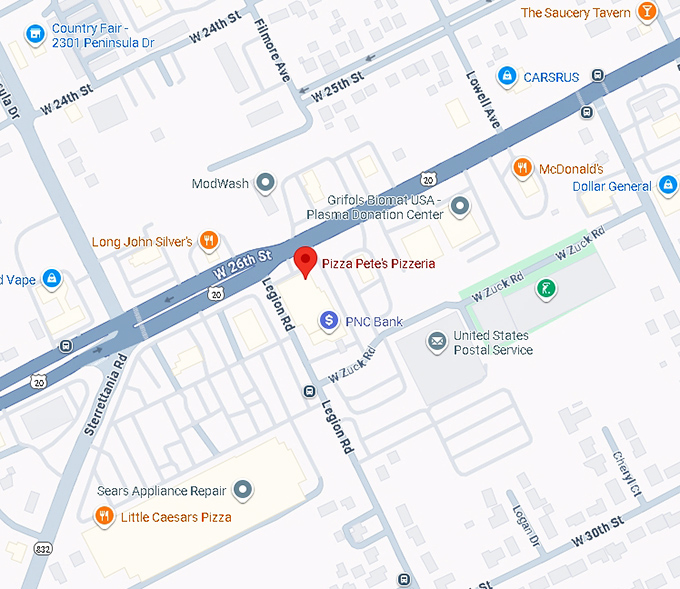 16. pizza pete's pizzeria map