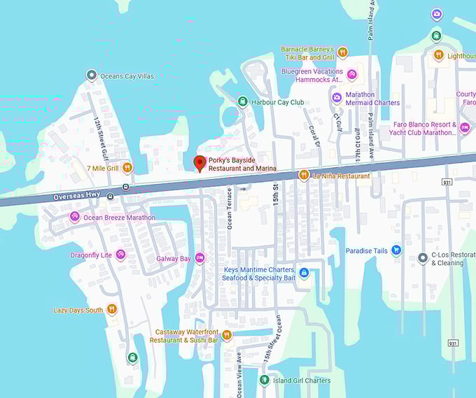 16. porky's bayside restaurant and marina map