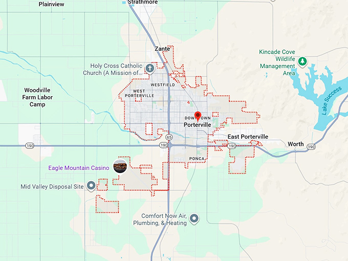 16. porterville, ca map