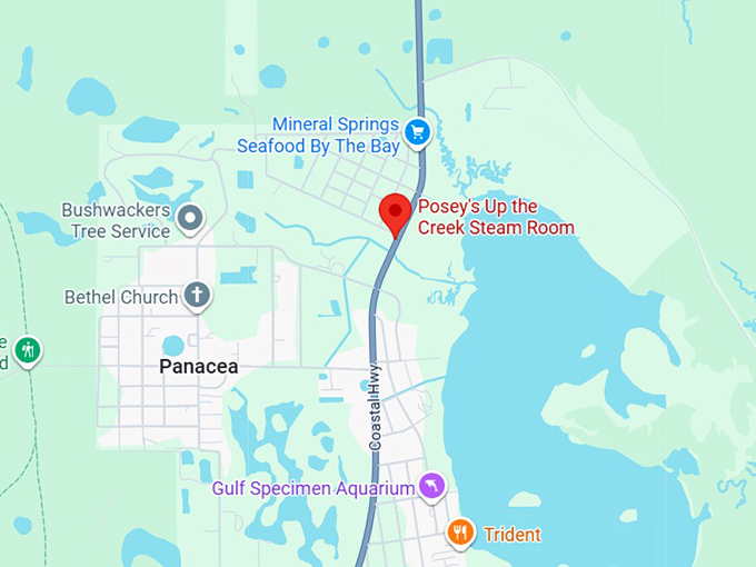 16. posey's up the creek steam room map