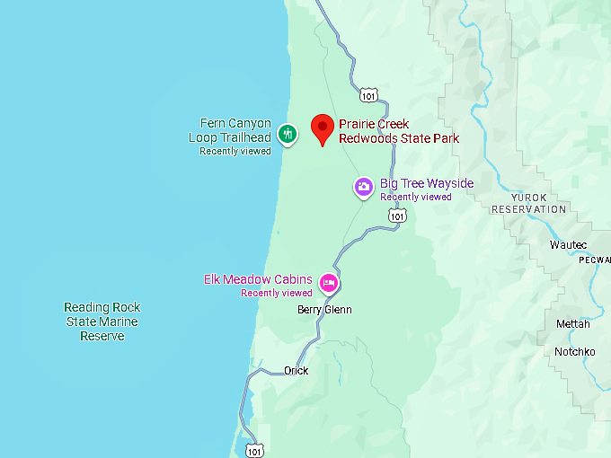 16. prairie creek redwoods state park map