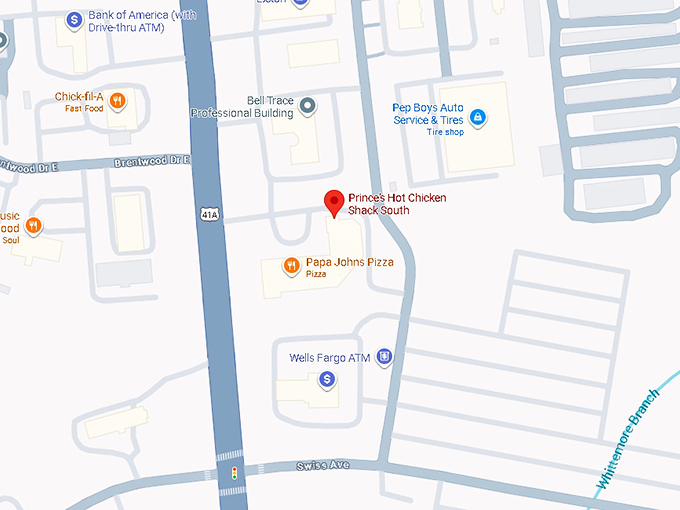 16. prince's hot chicken shack south map