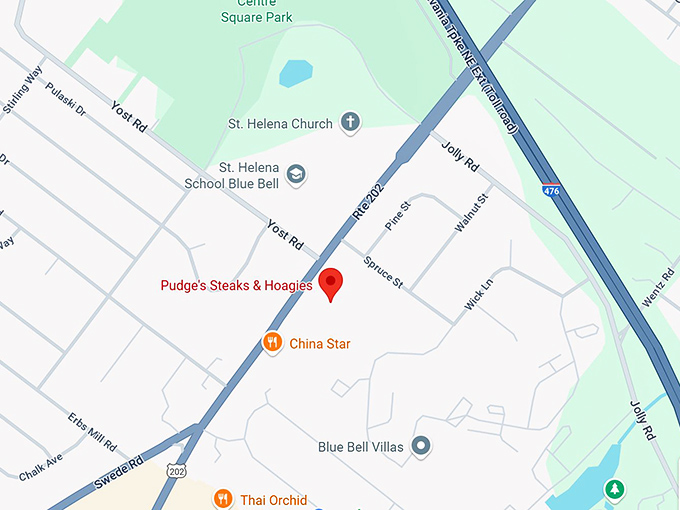 16. pudge's steaks & hoagies map