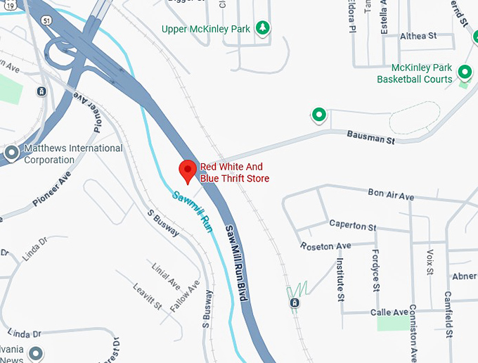 16. red white and blue thrift store map