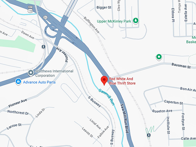 16. red white and blue thrift store map