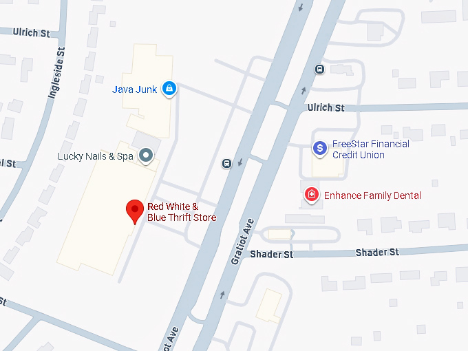 16. red white & blue thrift store map