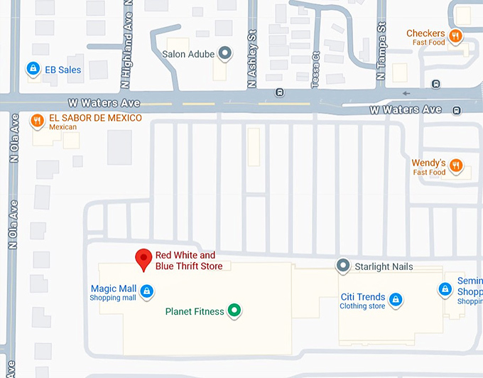 16. red white and blue thrift store map