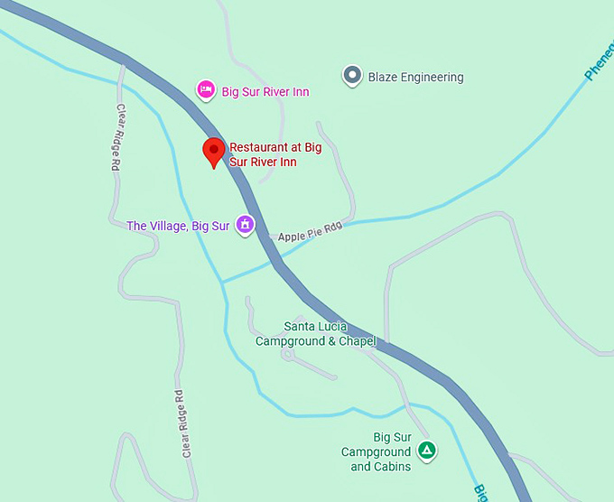 16. restaurant at big sur river inn map