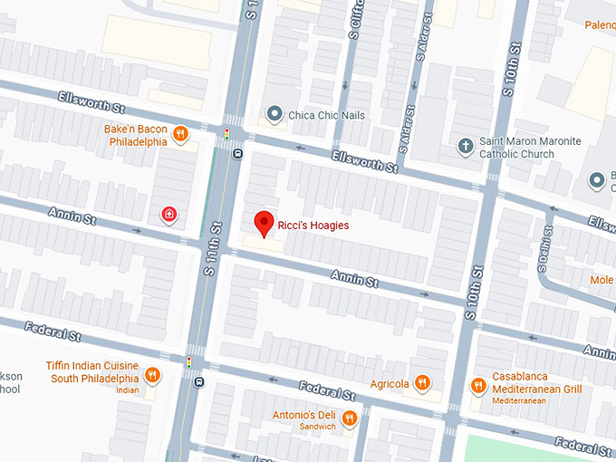 16. ricci's hoagies map